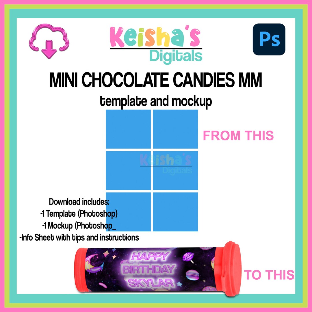 Mini Chocolate Candies Blank Template, Party Decor, DIY Party, PSD ...