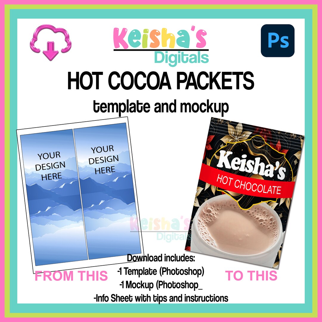 Hot Cocoa Packet Party Favor Template, Treat Table Favor, Swag Bag DIY ...