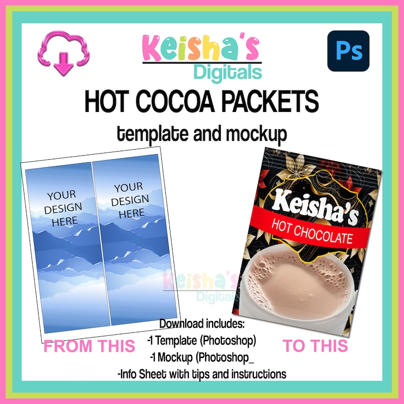 Hot Cocoa Packet Party Favor Template, Treat Table Favor, Swag Bag DIY ...