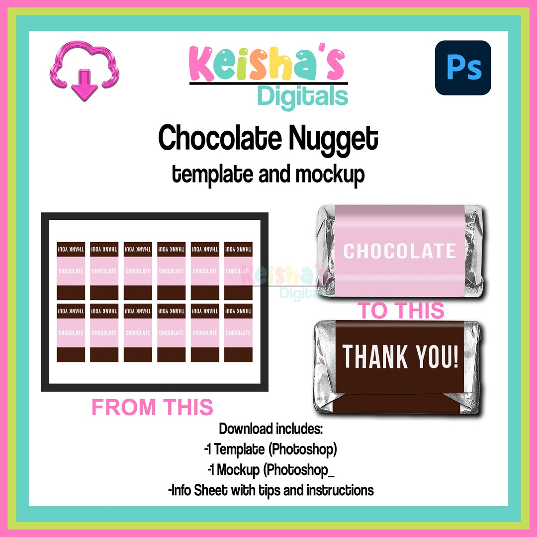 Chocolate Nugget Template, PSD Mockups, Party Favor (instant Download ...