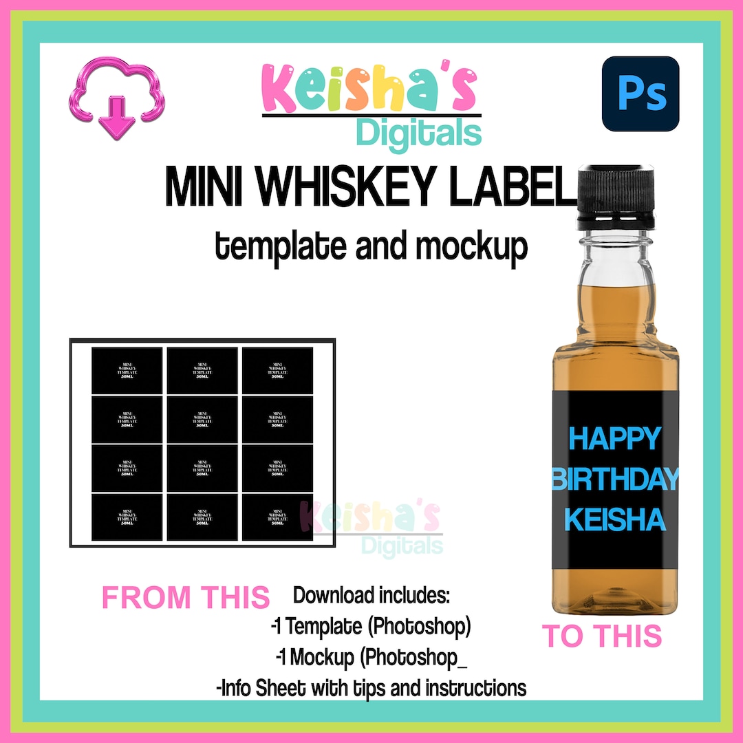 Mini Cognac Label Party Favor Template, Adult Treat Table Favor, Swag ...