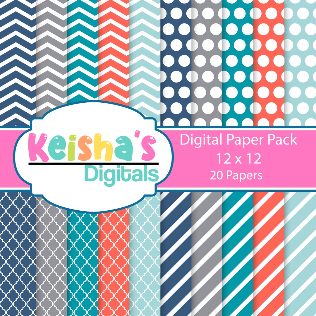 Baby Boy Themed Pattern Digital Paper Commercial Use, Polka Dots ...