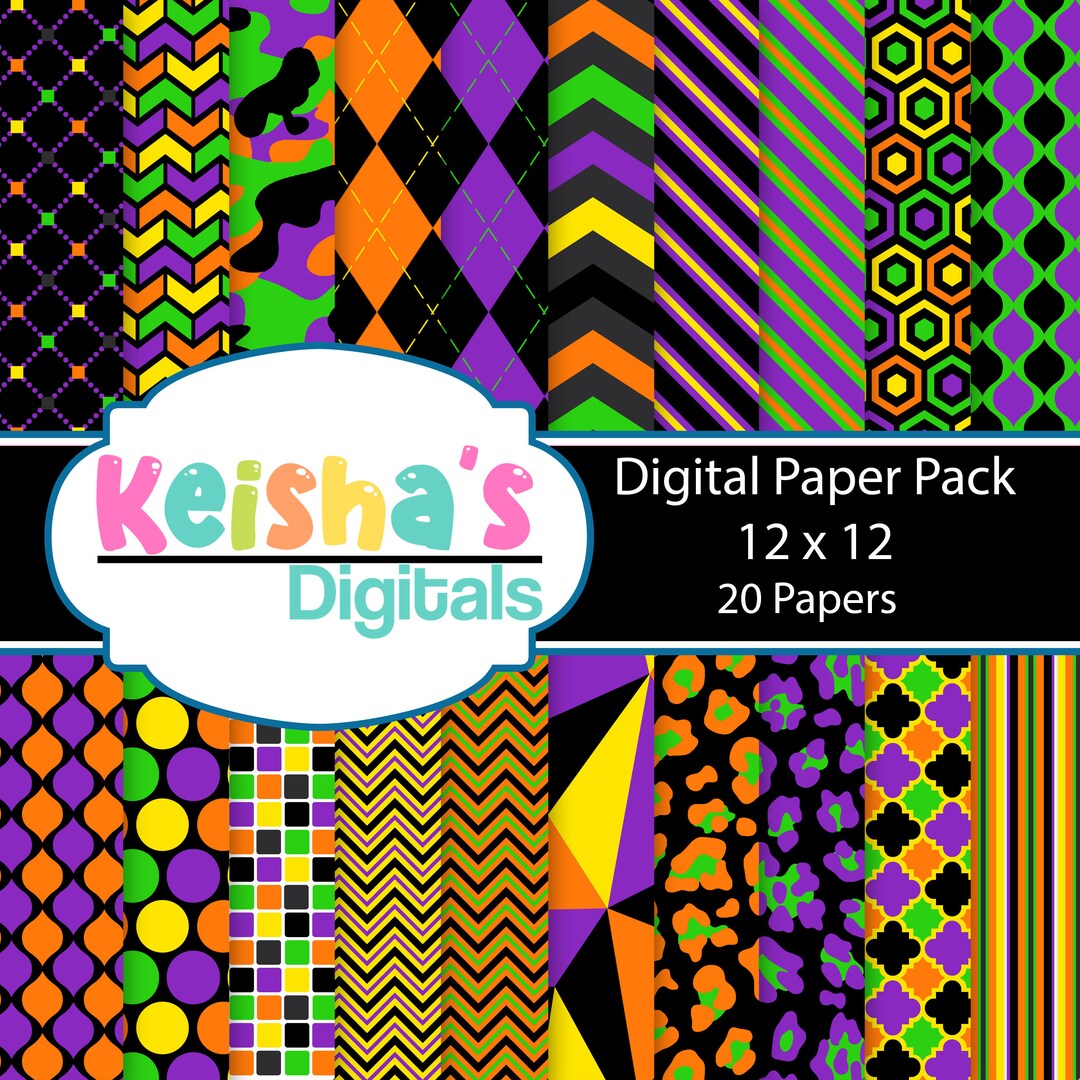 Halloween Digital Paper Commercial Use, Stripes Dots Leopards Chevrons ...