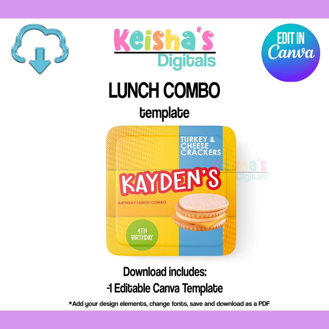 Lunch Combos Canva Template, Party Favor Template, DIY Party, Blank ...