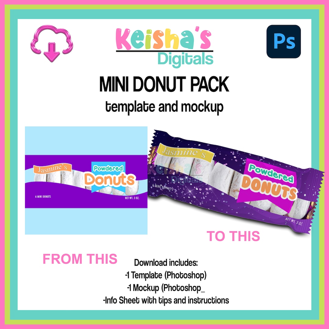 Mini Donut Pack Label Blank Template, Sucker Template, Create Your Own ...