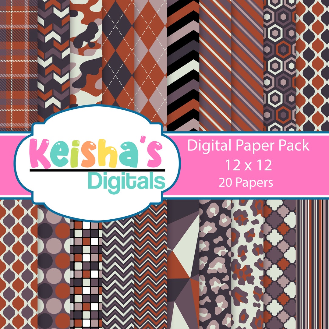 Fall Themed Themed Digital Paper Commercial Use, Stripes Dots Leopards ...
