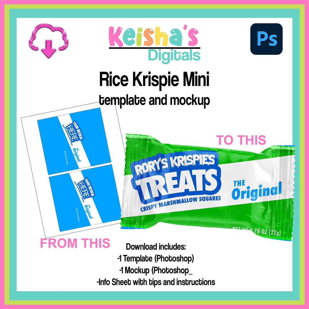 Crispy Rice Mini Blank Template, Sucker Template, Candy Table Template ...