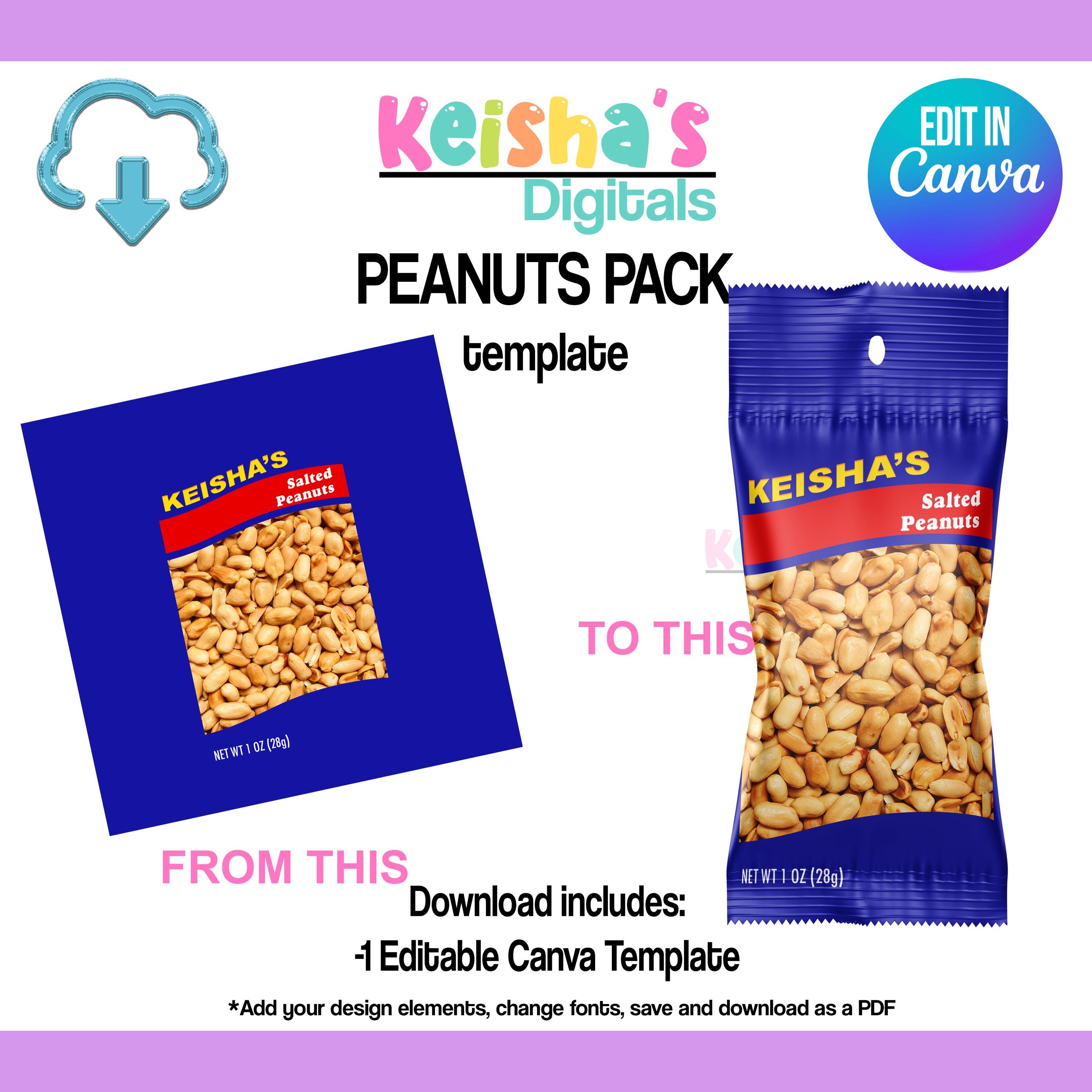 Peanuts Pack Label Canva Template, Party Favor Template, DIY Party ...