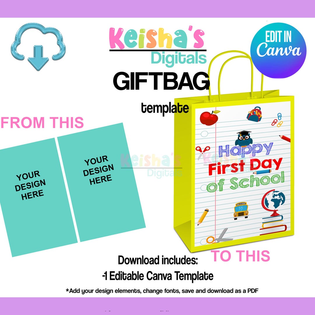 Gift Bag Label Canva Template, Party Favor Template, DIY Party, Blank ...