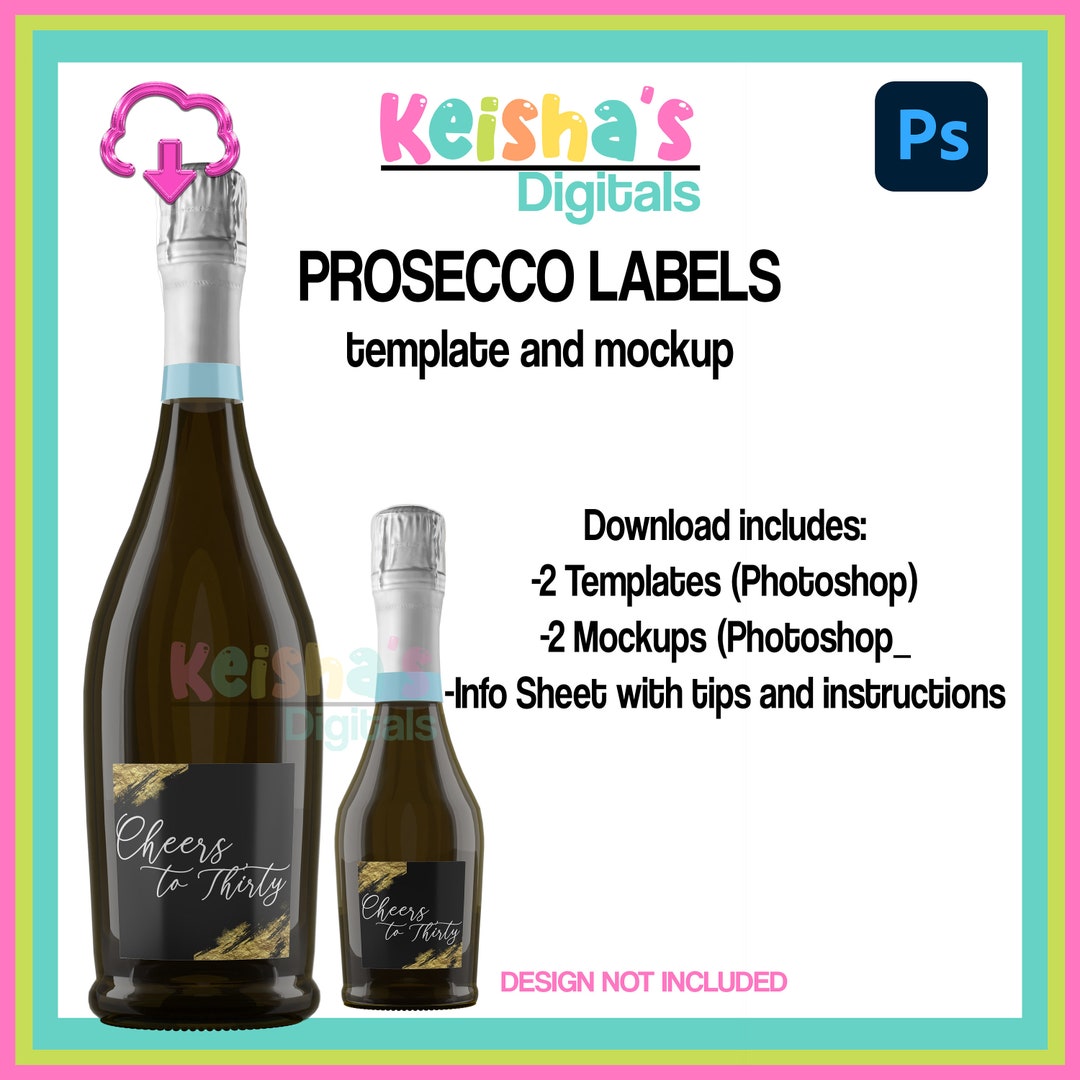 Prosecco Bottle Label Party Favor Template, Adult Treat Table Favor ...