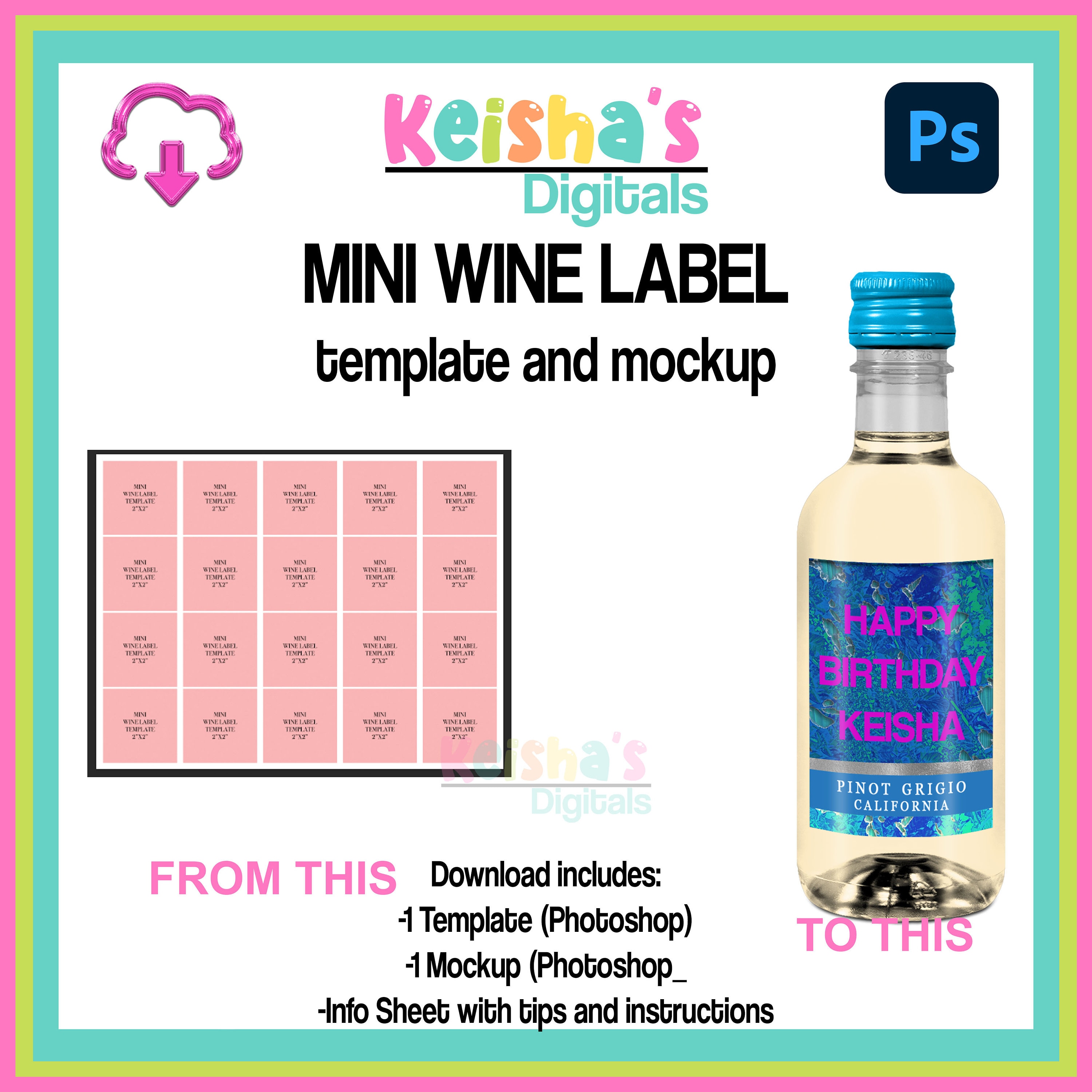 Mini Wine Label Party Favor Template, Adult Treat Table Favor, Swag Bag ...