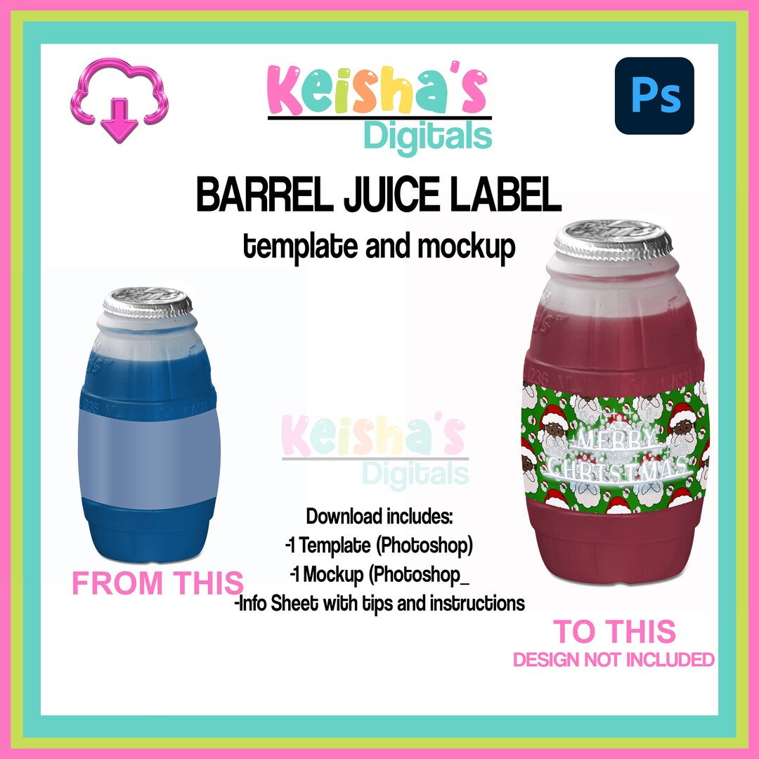 Barrel Juice Party Favor Template, Treat Table Favor, Swag Bag DIY ...