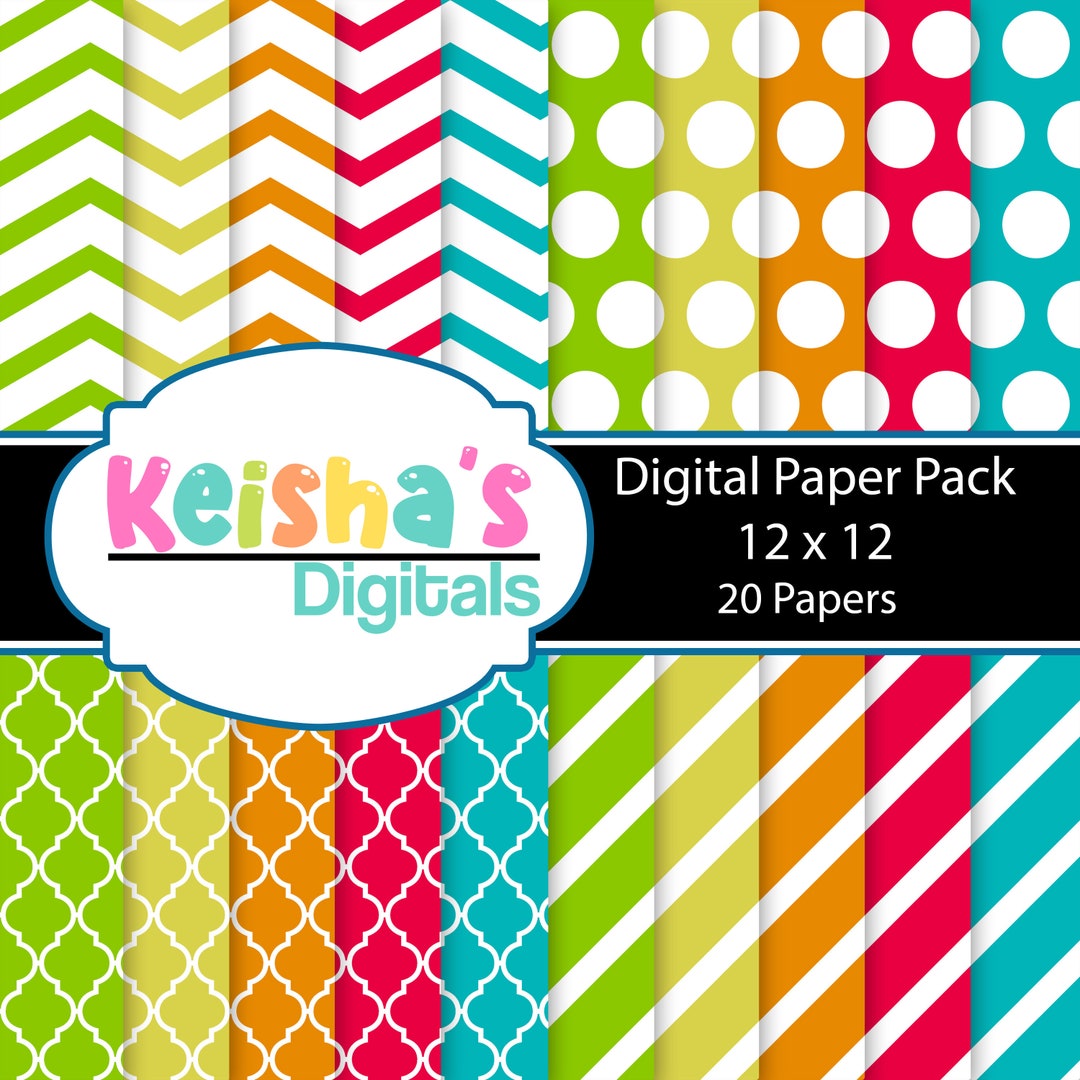 Candy Themed Pattern Digital Paper Commercial Use, Polka Dots, Strips ...
