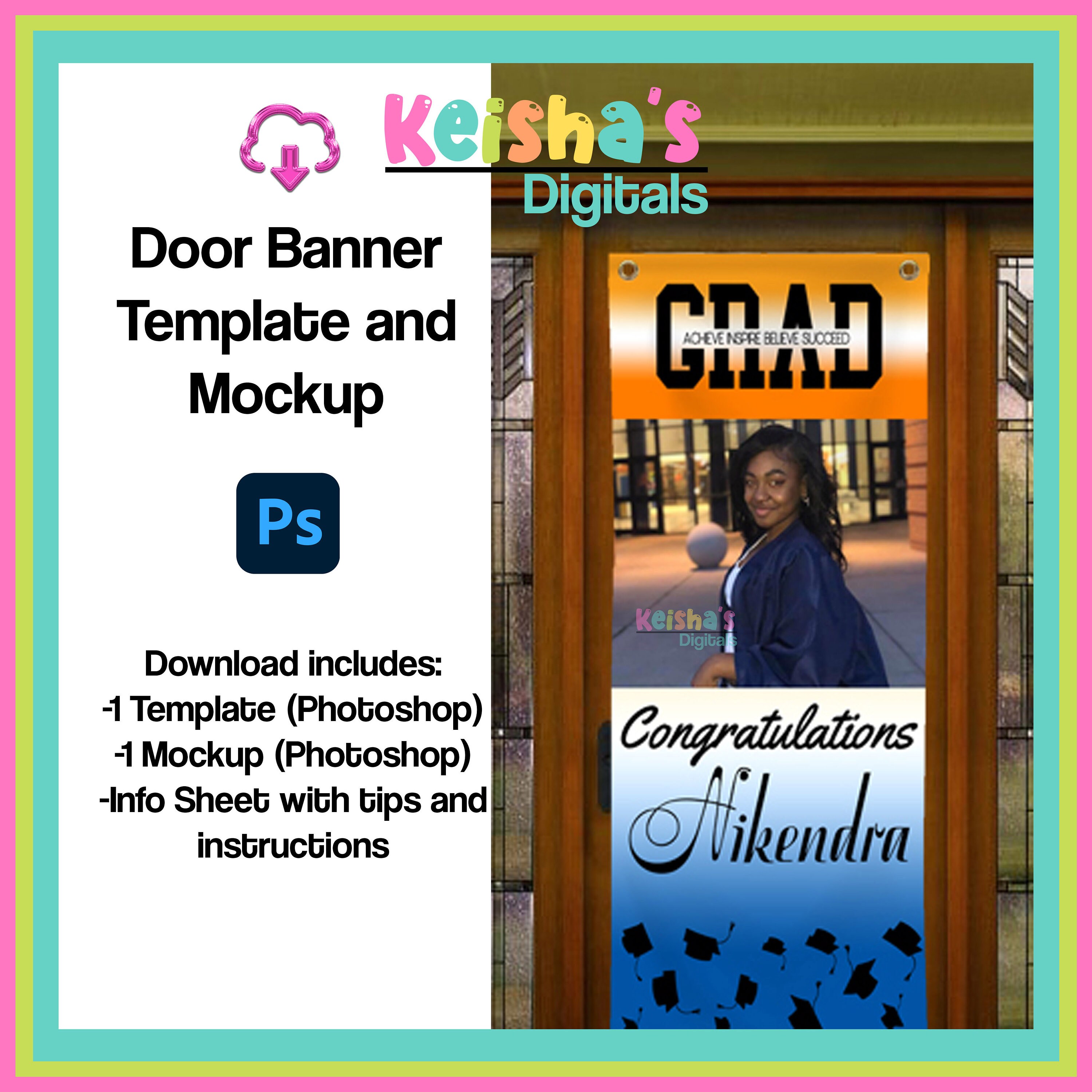 Door Banner Blank Template, DIY Party, PSD Files, Create Your Own ...