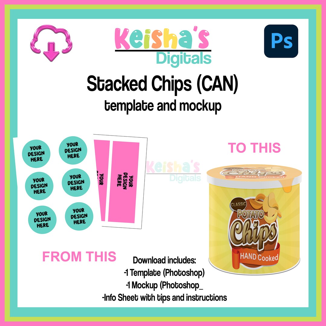 Stacked Chips Can Blank Template, Treat Candy Table, DIY Party, PSD ...
