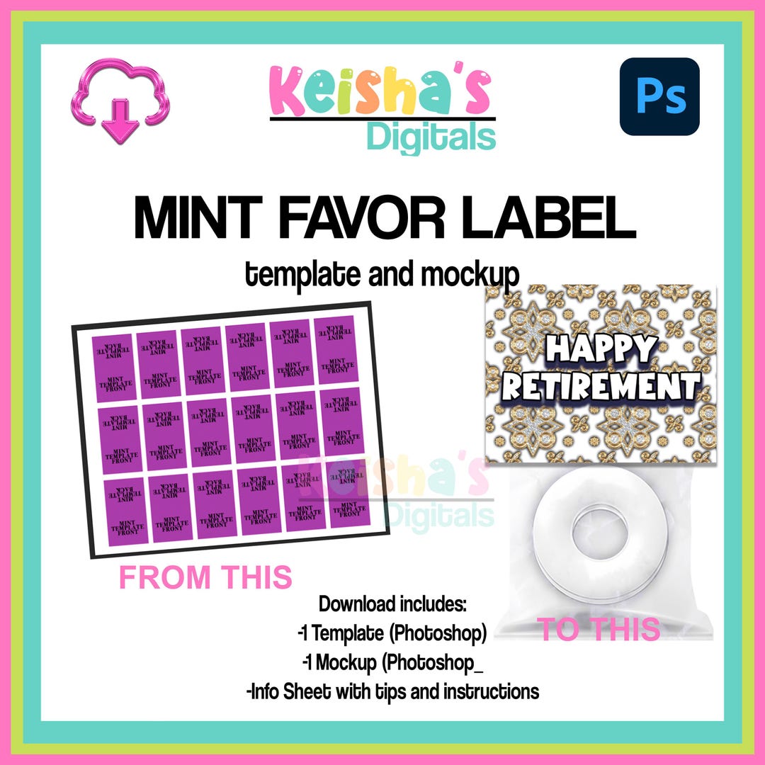 Mint Topper Blank Party Favor Template, Treat Table Favor, Swag Bag DIY ...