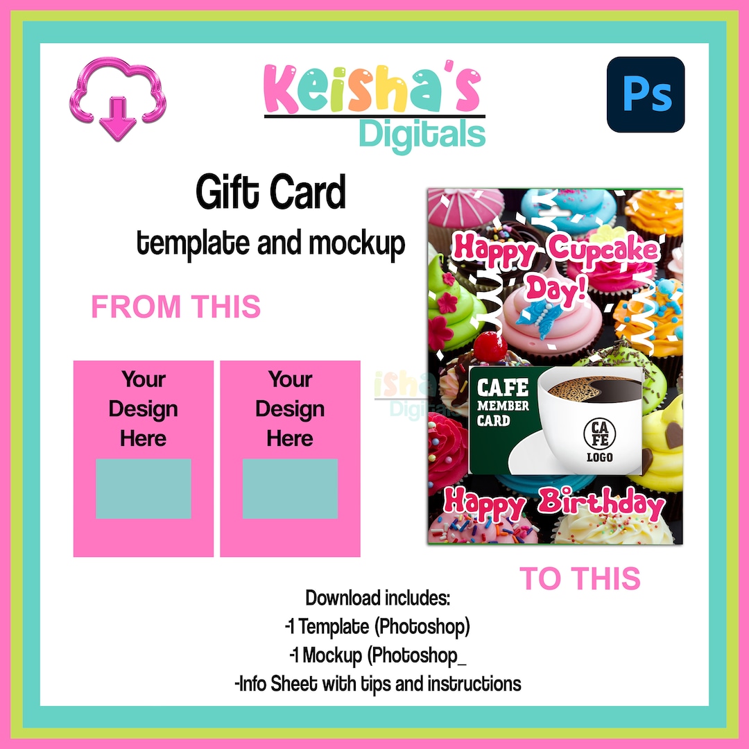 Gift Card Holder Blank Template, DIY Party, PSD Files, Create Your Own ...