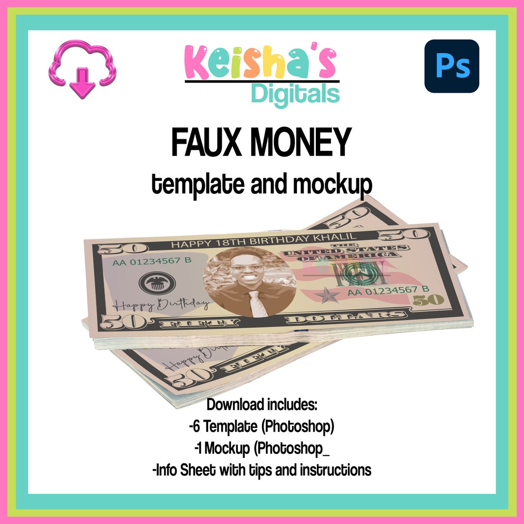Faux Money Party Favor Template, Treat Table Favor, DIY Party, PSD ...