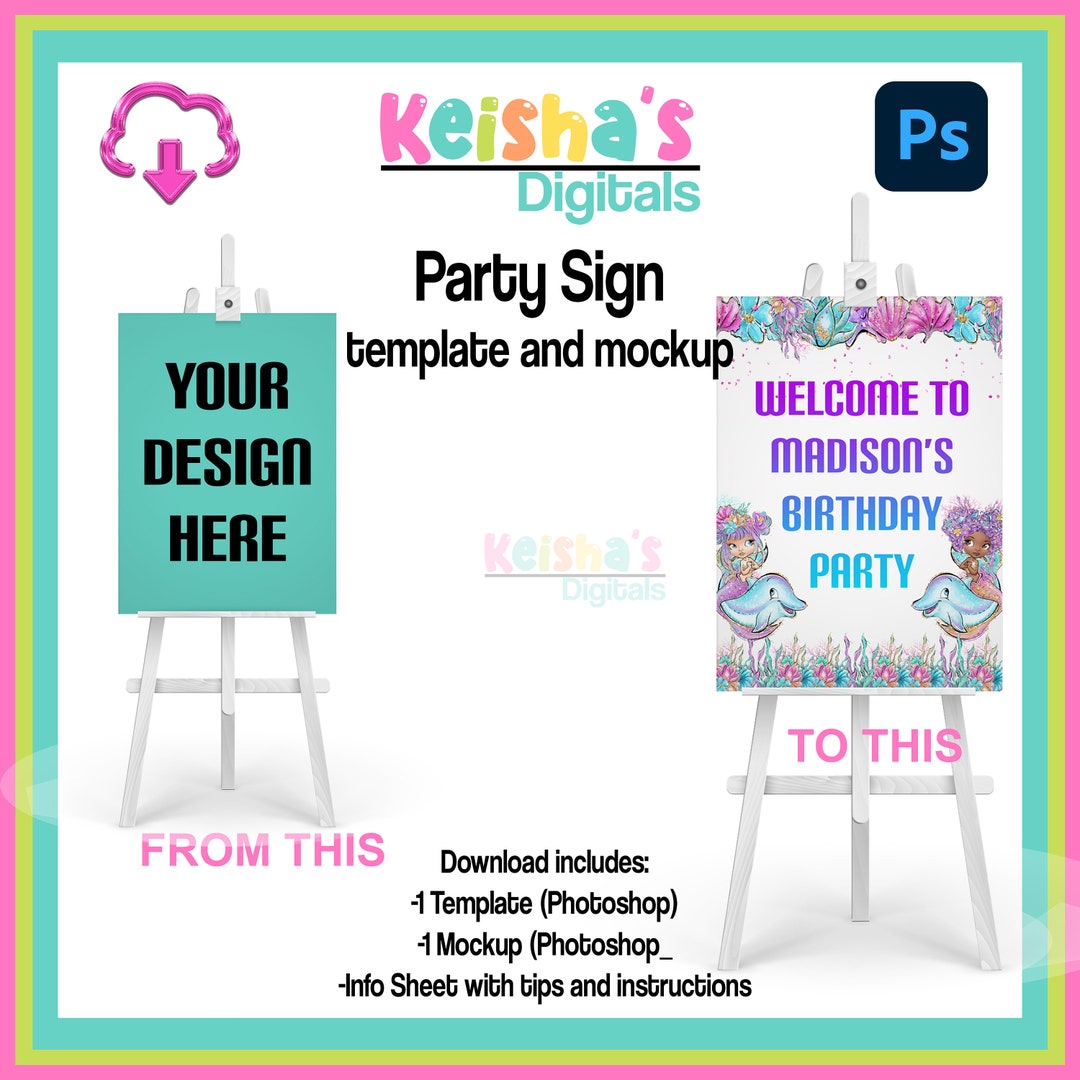 Party Sign Announcement Blank Template, Treat Candy Table, DIY Party ...