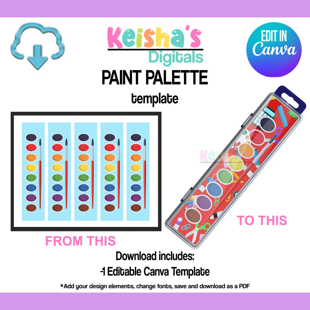 Paint Palette Label Canva Template, Party Favor Template, DIY Party ...
