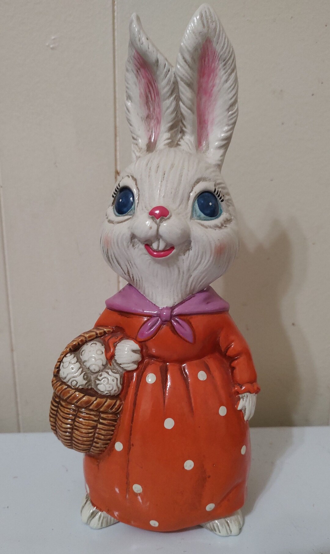 A Vintage Hand Painted Ceramic Easter White Bunny Momma Figurine - Etsy