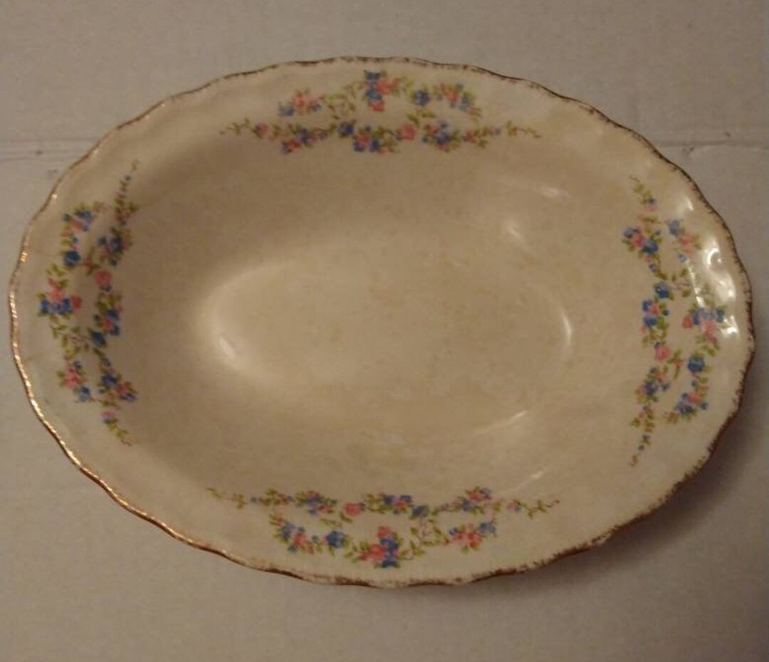 Vintage Pope Gosser Oval Floral Pattern Made in USA Soup / Cereal Bowl ...
