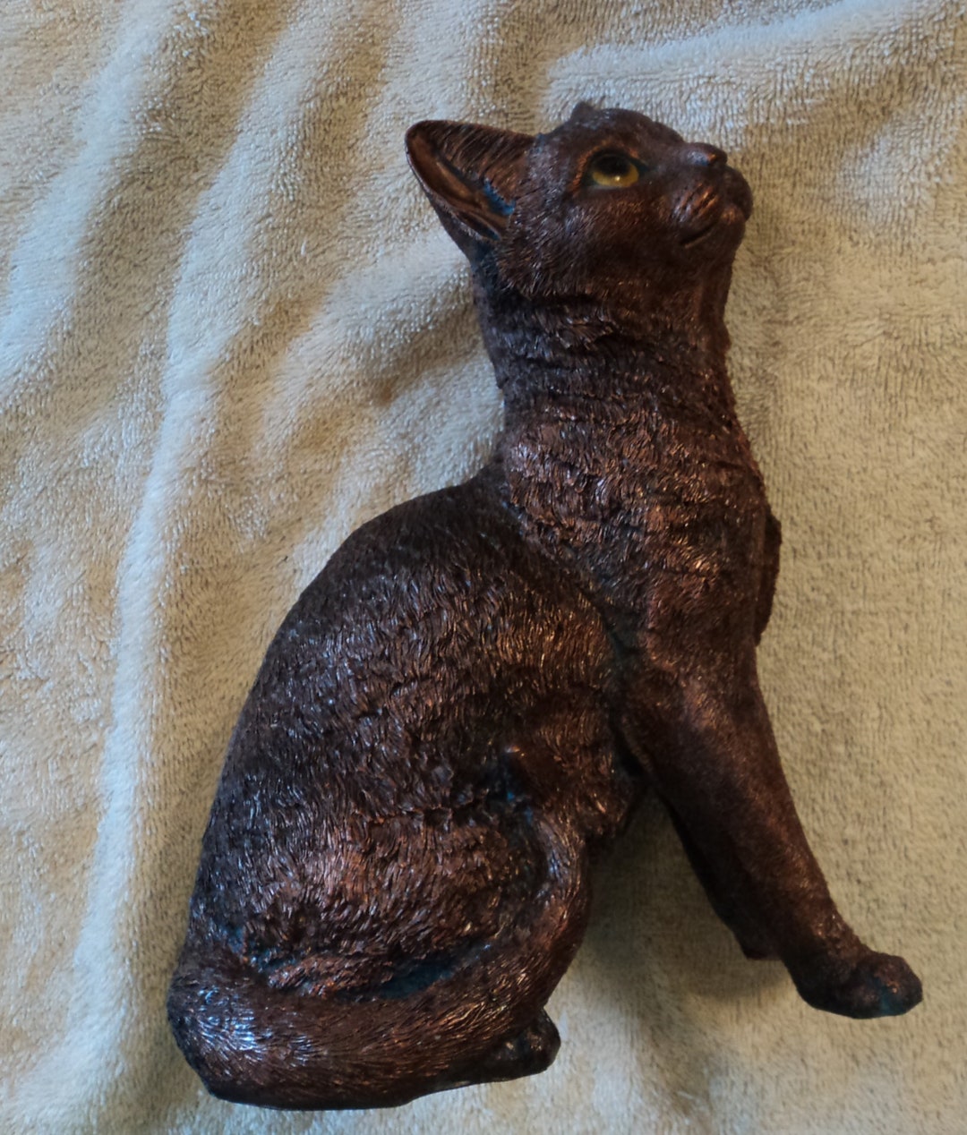 Recycled Repainted House Cat Tabby Copper Kitty Decor Crazy Cat Lady ...