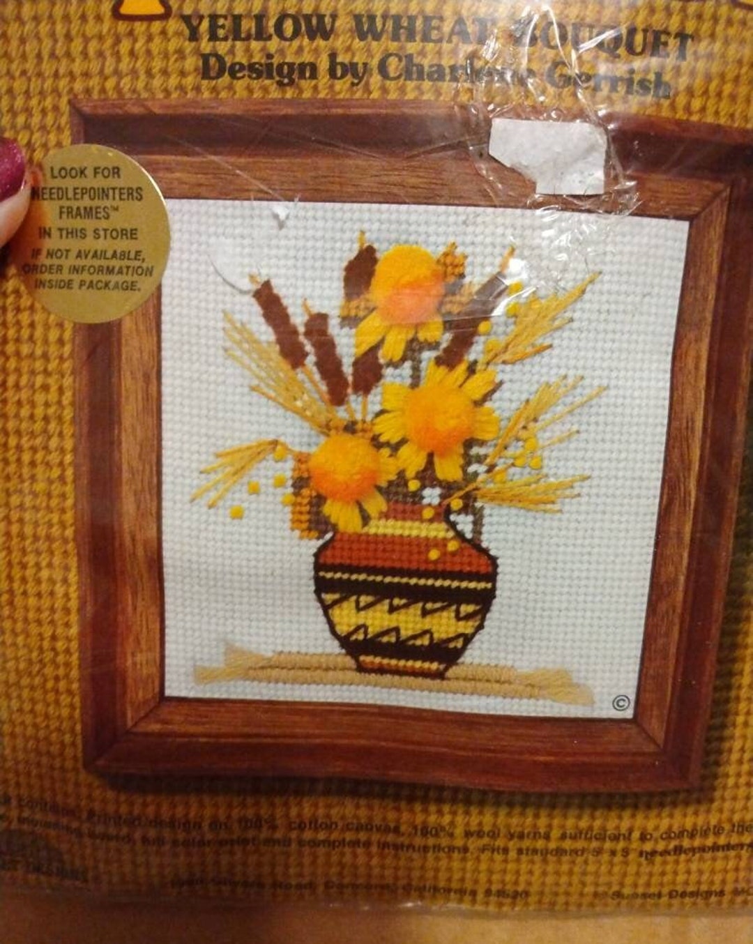 Vintage Sunset Designs Crewelwork Embroidery Kit Vase Full of Flowers ...