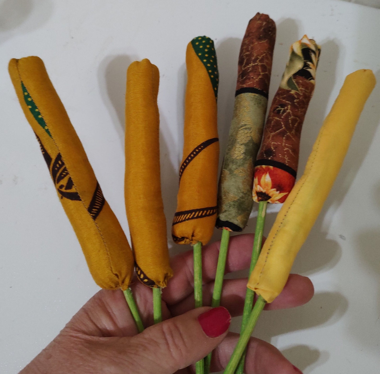 Hand Sewn Bouquet of 6 Cloth Cattails Wild Decor - Etsy