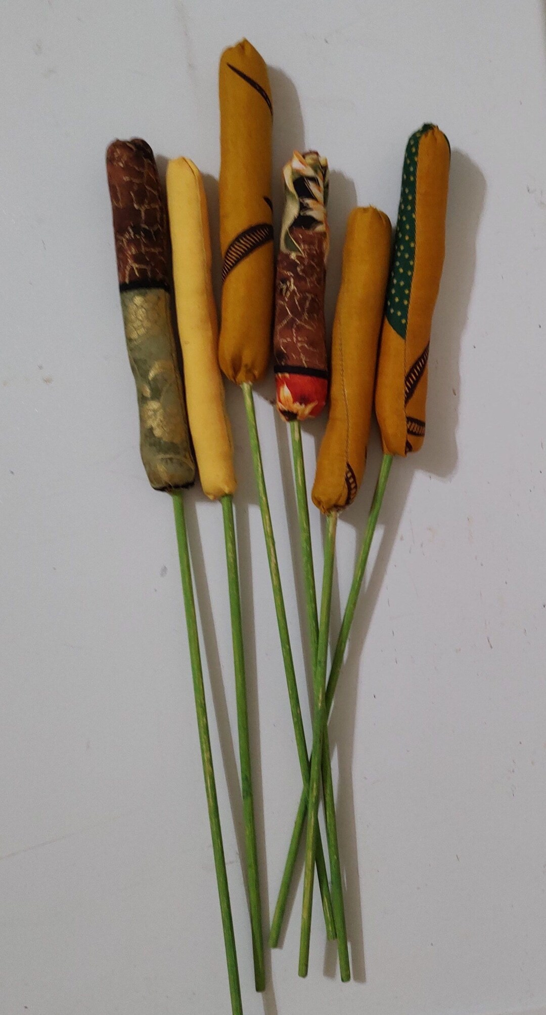 Hand Sewn Bouquet of 6 Cloth Cattails Wild Decor - Etsy