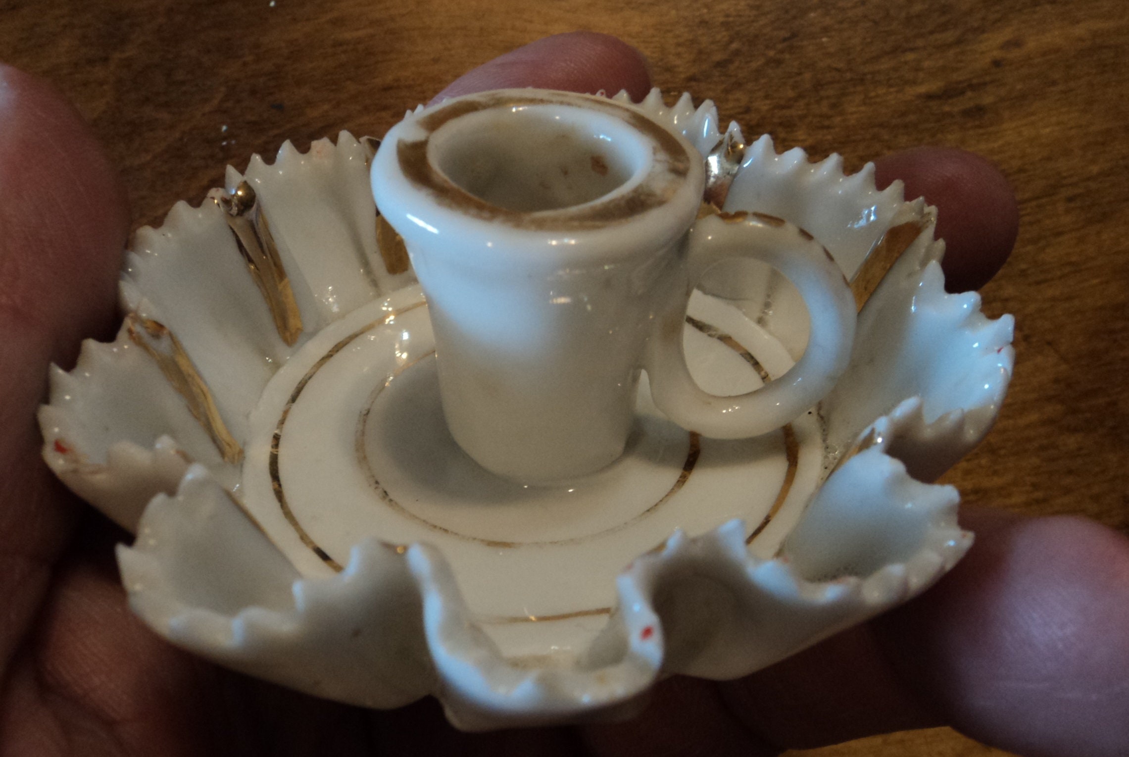 Vintage Candle Holder Finger Loop Small Fluted White Porcelain - Etsy