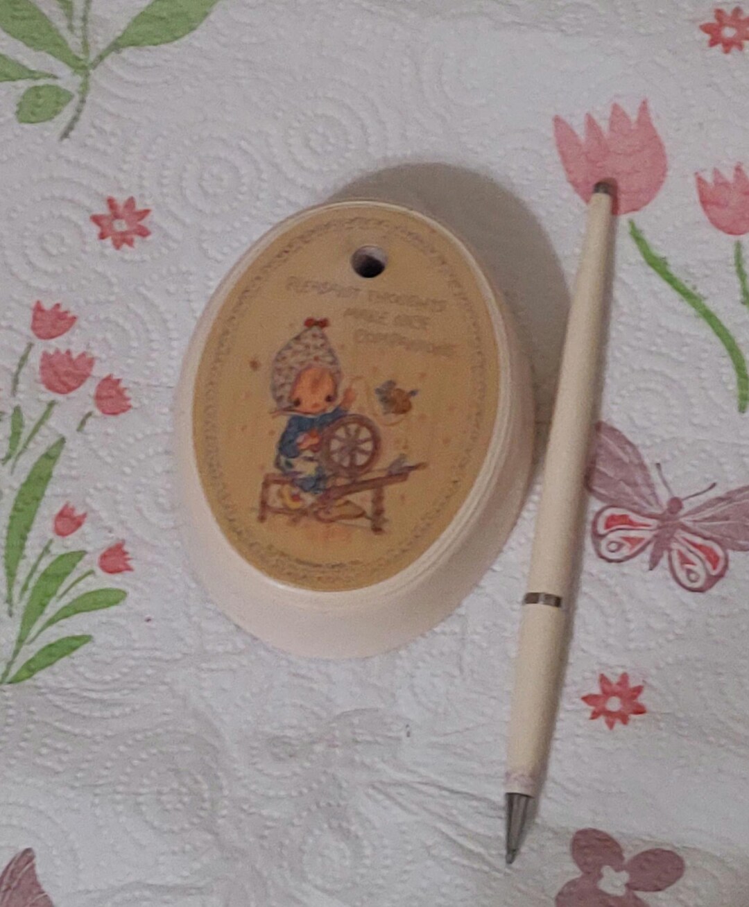 Vintage Pen Holder Paperweight Hallmark Cards "pleasant Thoughts Make ...