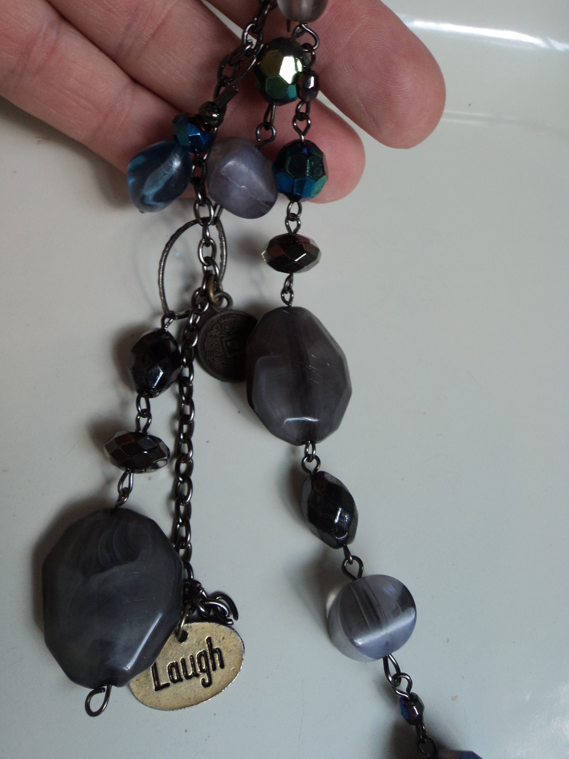 Hand Made Handmade Key Ring Key Chain Blue Rhinestones Bauble - Etsy UK