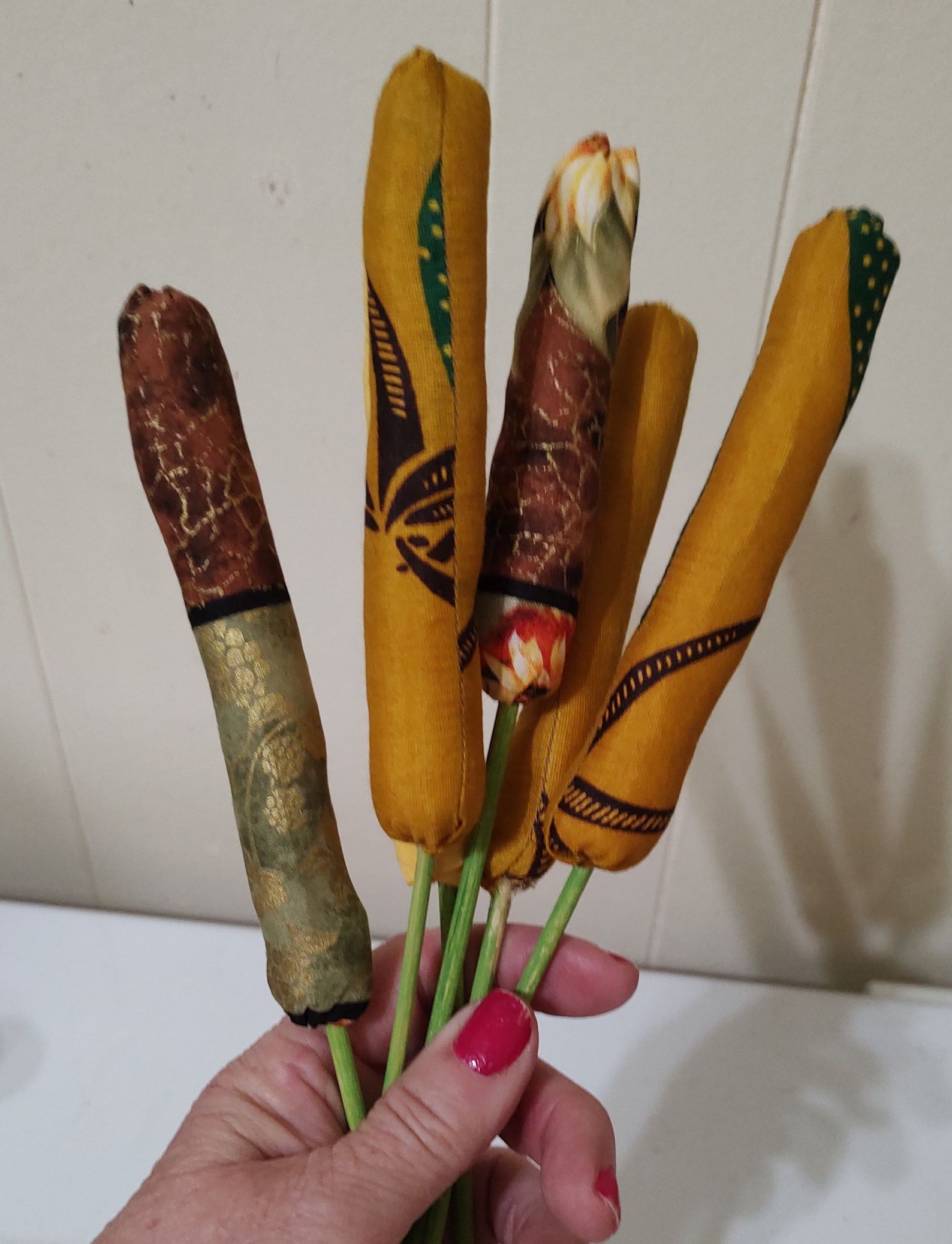 Hand Sewn Bouquet of 6 Cloth Cattails Wild Decor - Etsy