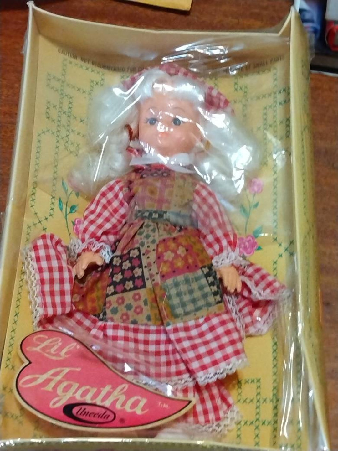 Vintage Uneeda Lil Agatha White Haired 9 1/4" Plastic Doll Still in ...