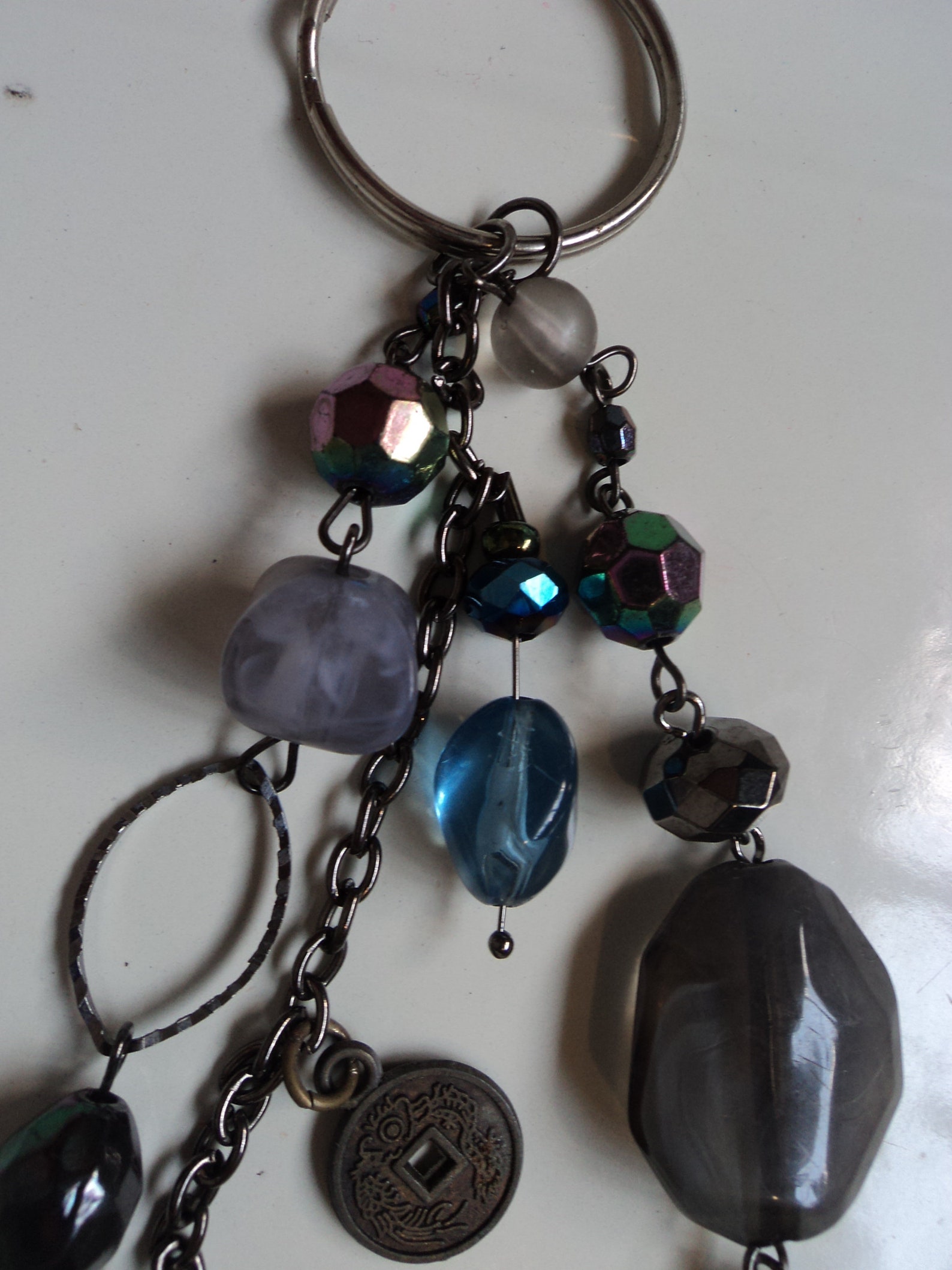 Hand Made Handmade Key Ring Key Chain Blue Rhinestones Bauble - Etsy UK