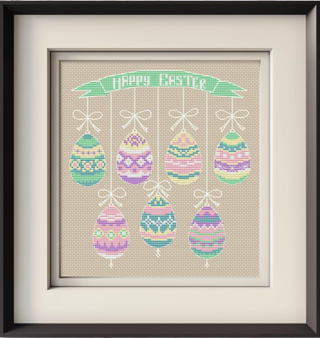 PDF Easter Eggs Cross Stitch Pattern, Easter Decoration Embroidery, Sampler With Colored Eggs ...