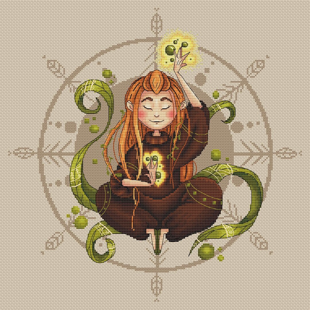 PDF the Earth Cross Stitch Pattern Embroidery Desigh, Meditation Girl ...