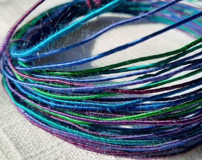 100% Silk Fiber Wire in Deep Blue, Green, and Purple. Core Spun Craft ...