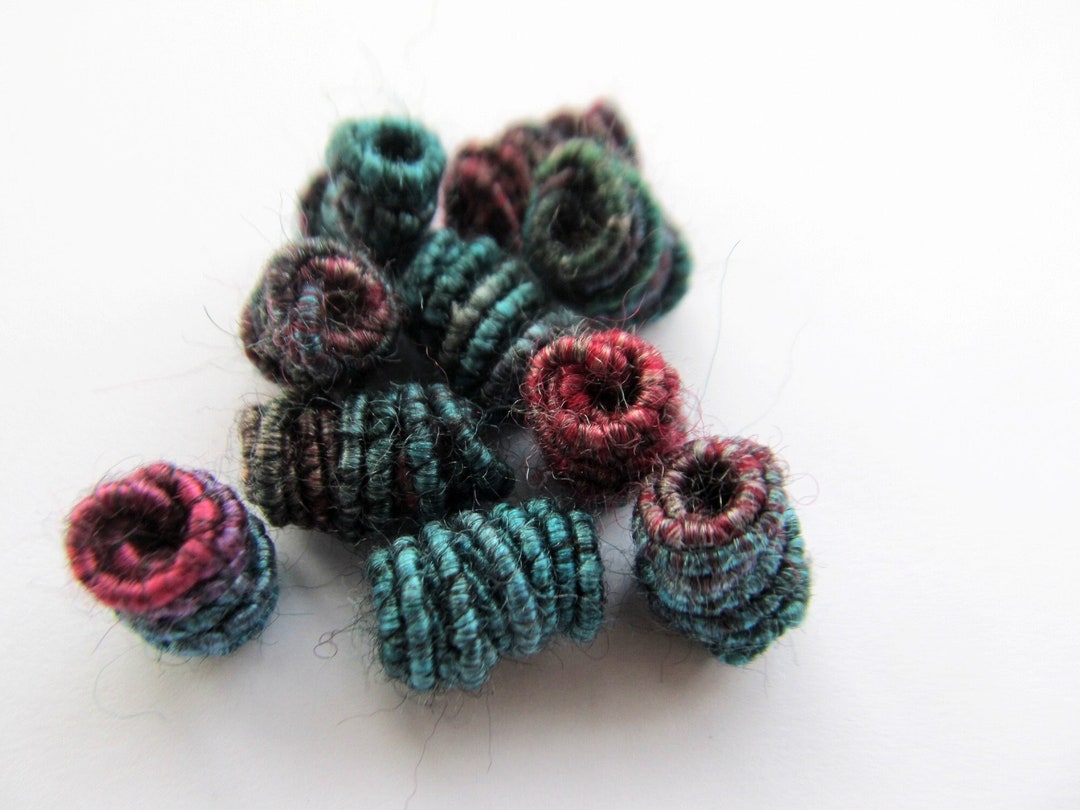 10 Handmade Fiber Beads. Yarn Coiled Beads. Size 12-14mm X 8-9 Mm. - Etsy