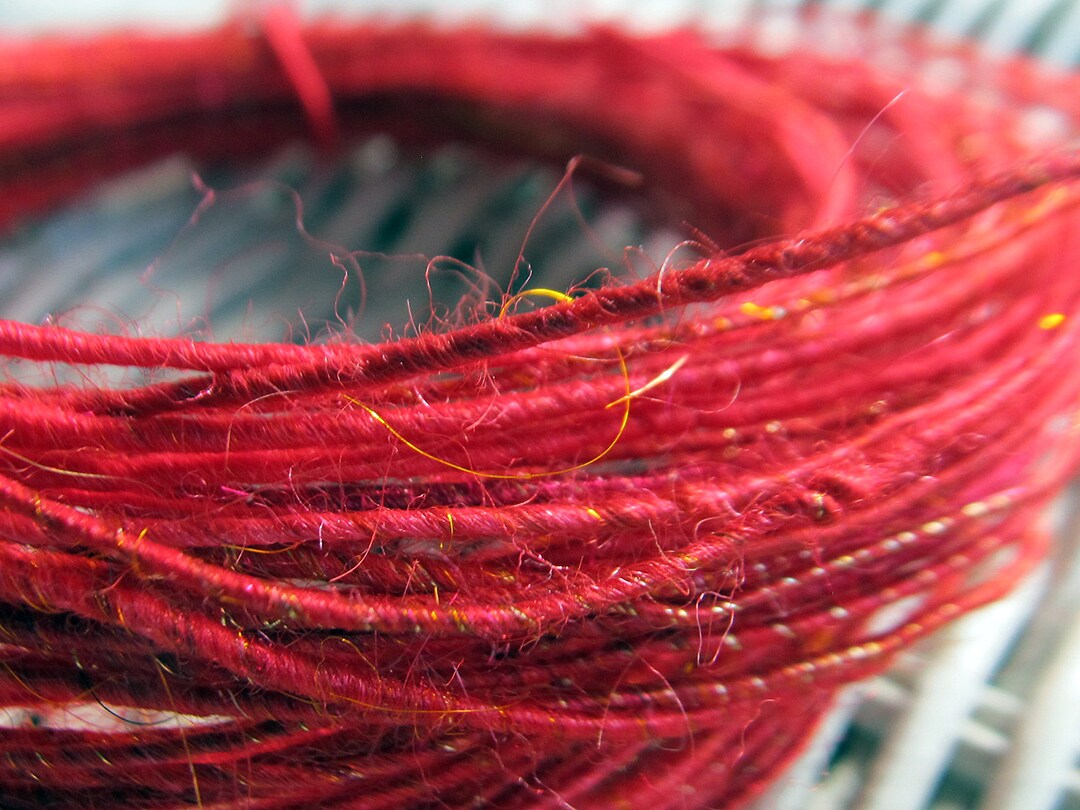 Fiber Wire, Wool Wire in Red and Sparkly Gold. Made With Merino Wool ...