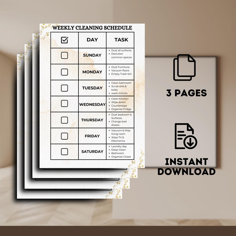 Printable Room by Room Cleaning Checklist, Deep Cleaning Schedule ...