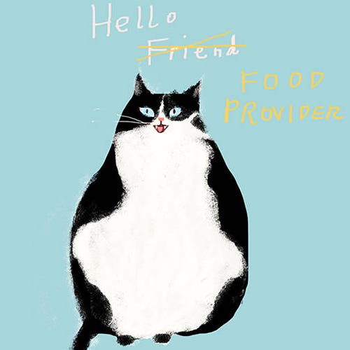 Hello Friend/food Provider Funny Cat Print Cat Art Gift - Etsy