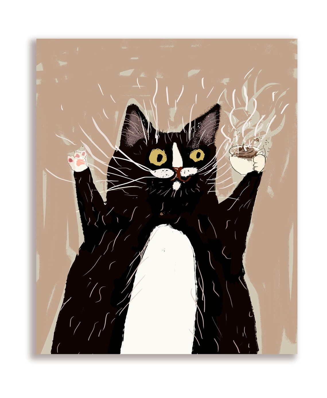 Coffee Time Cat Cat Card - Etsy