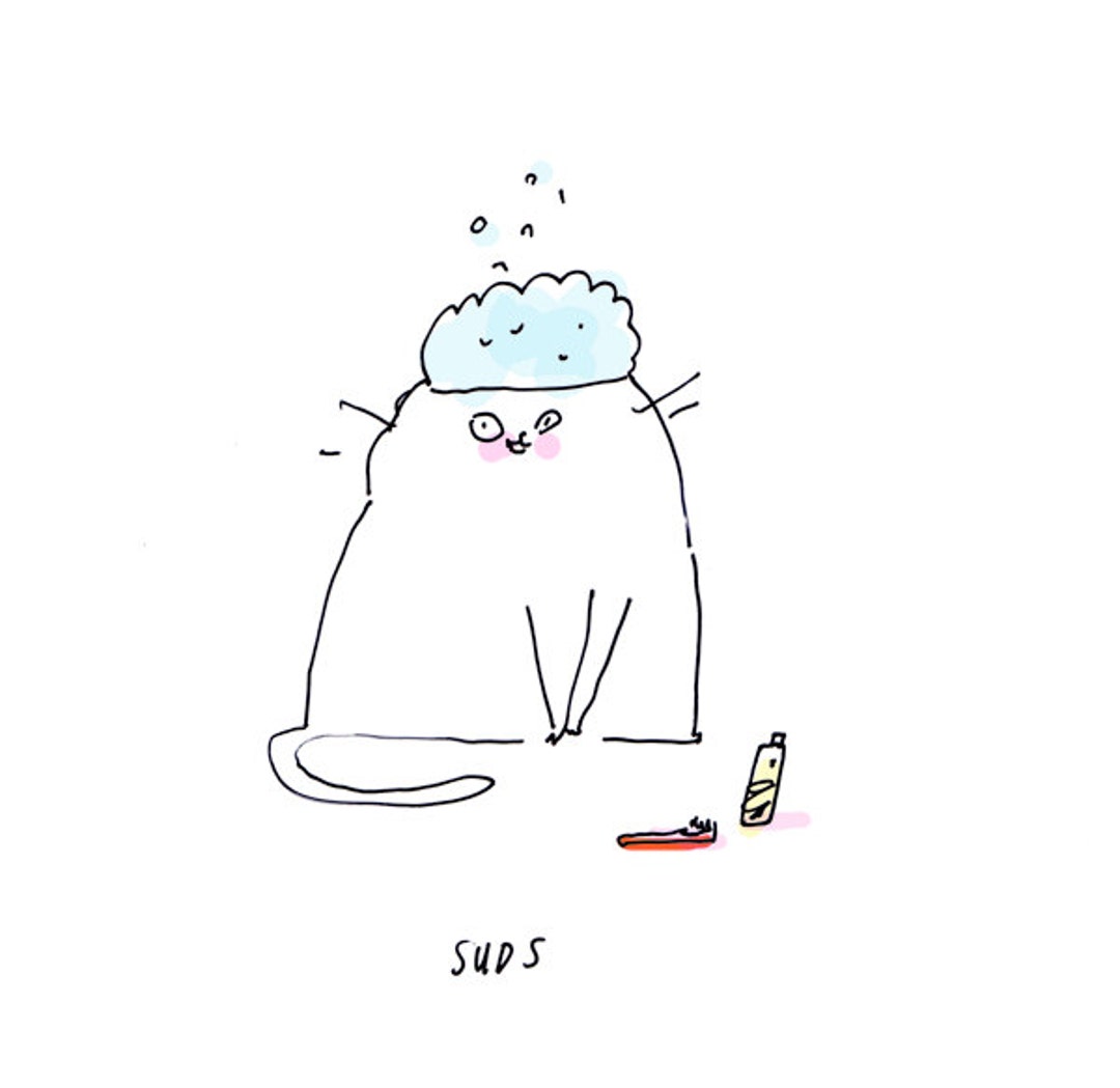 Suds- Cat Print- Bathroom Art - Etsy