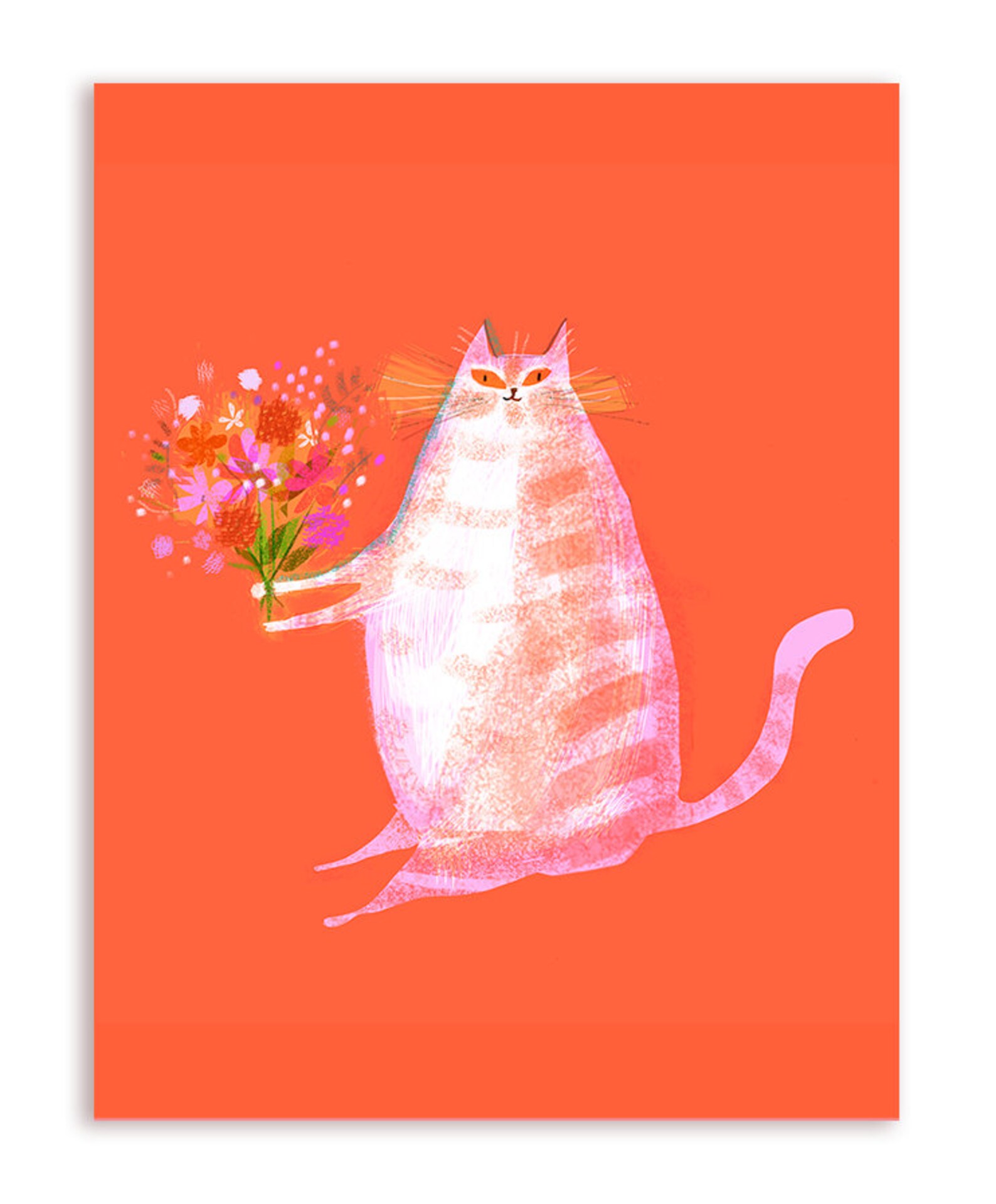 Flower Cat Card Orange - Etsy