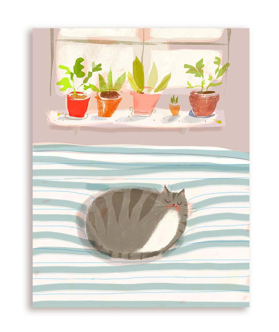 Cat Nap Card - Blank Inside - Thinking of You - Cat Card - Etsy