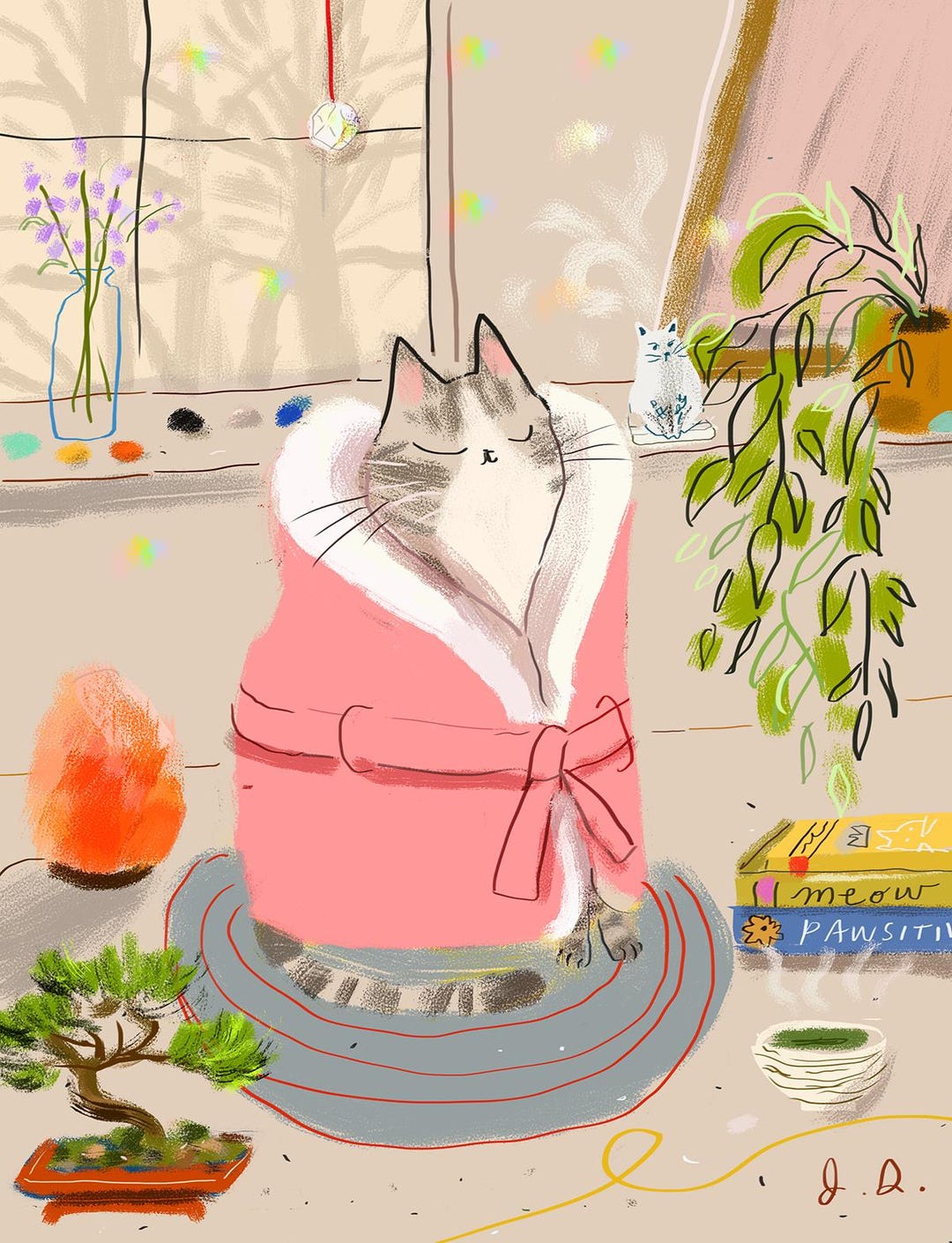 Zen Kitty Fine Art Print- Cat Print - Cat Art - Etsy