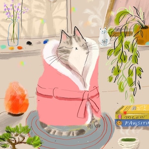 Zen Kitty Fine Art Print- Cat Print - Cat Art - Etsy