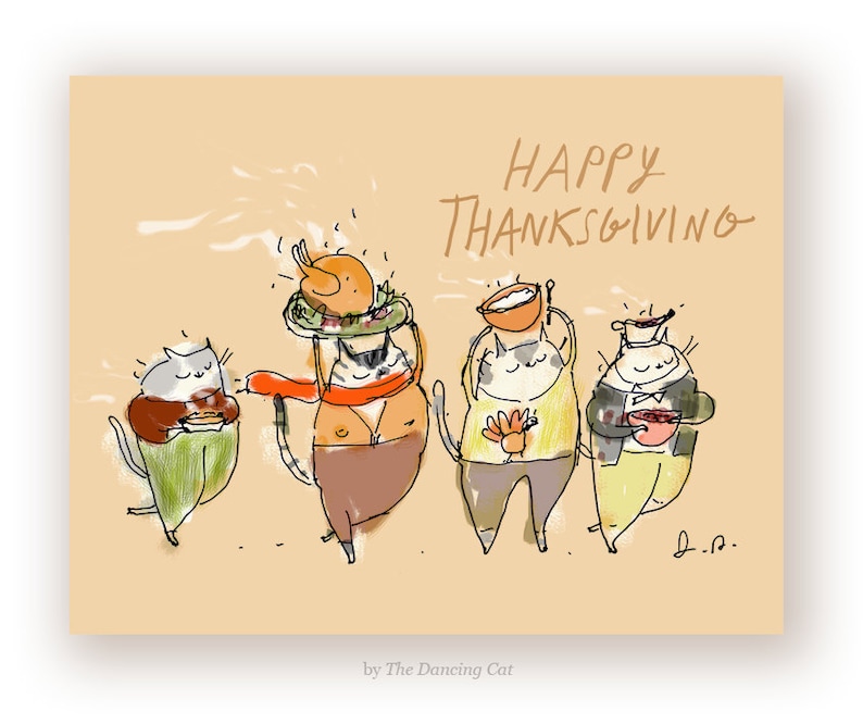 Happy Thanksgiving Card - Cat - Funny Cat Card - Fall - Thank You Card ...